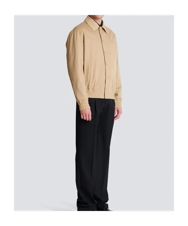 Balmain Logo Embroidered Bomber Jacket - Beige