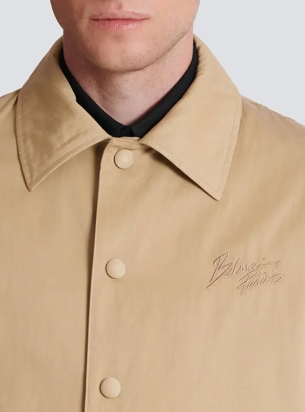 Balmain Logo Embroidered Bomber Jacket - Beige