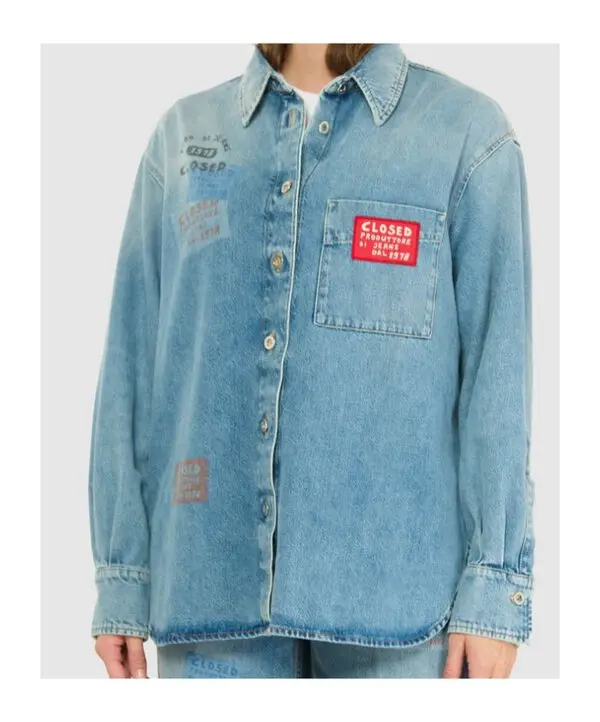 Closed Oversized Printed Denim Shirt