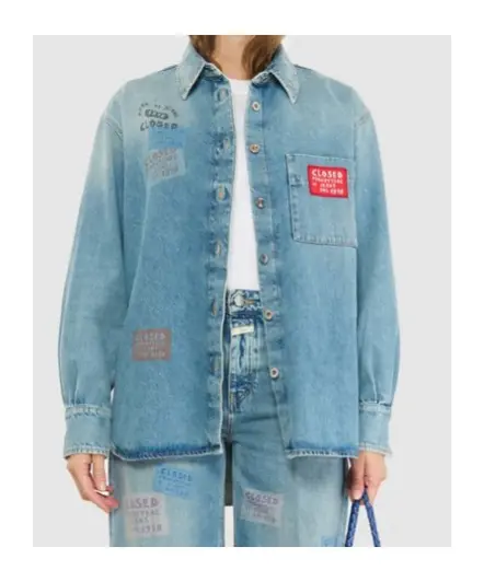 Closed Oversized Printed Denim Shirt