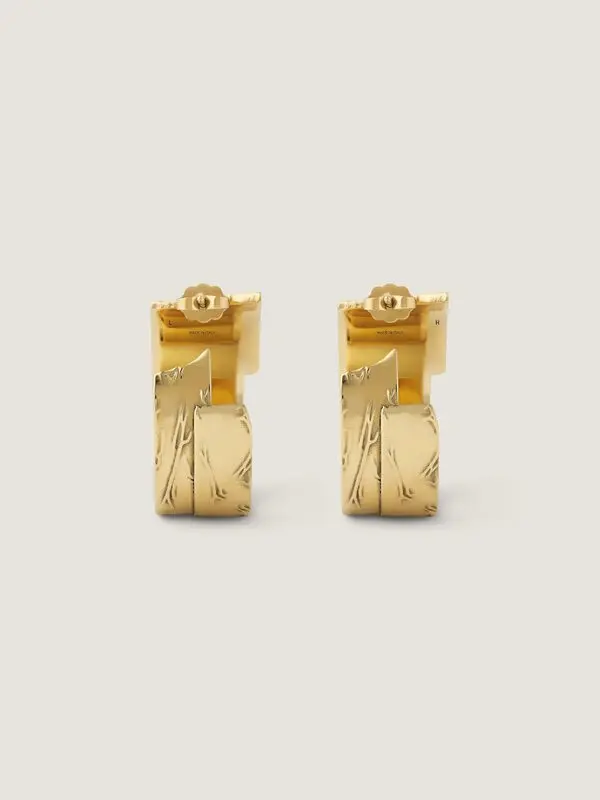 Givenchy Logo Engraved Tape Earrings In Gold-tone Metal - Yellow