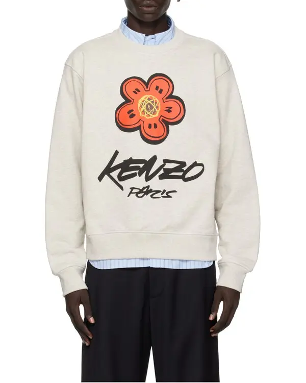 Kenzo Logo Printed Crewneck Sweatshirt - Grey