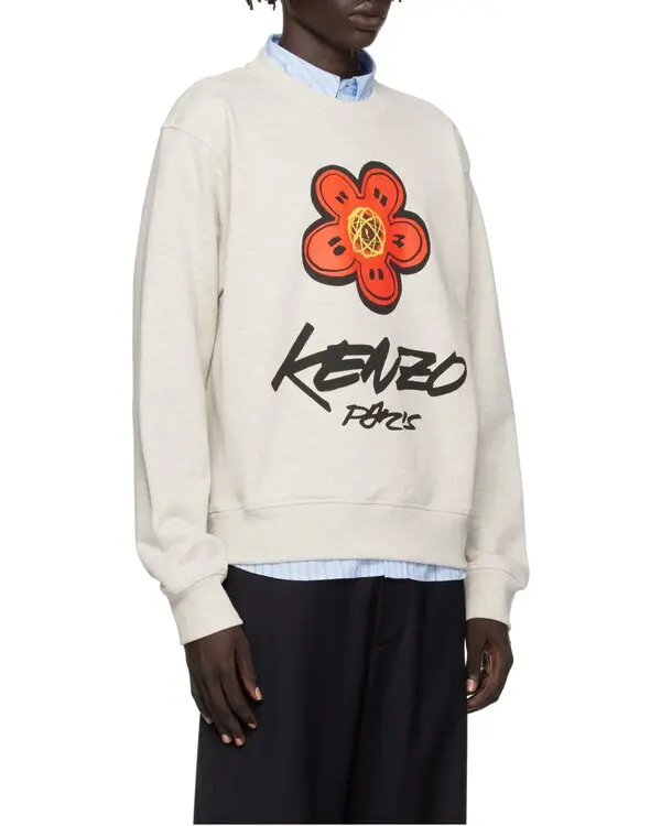 Kenzo Logo Printed Crewneck Sweatshirt - Grey