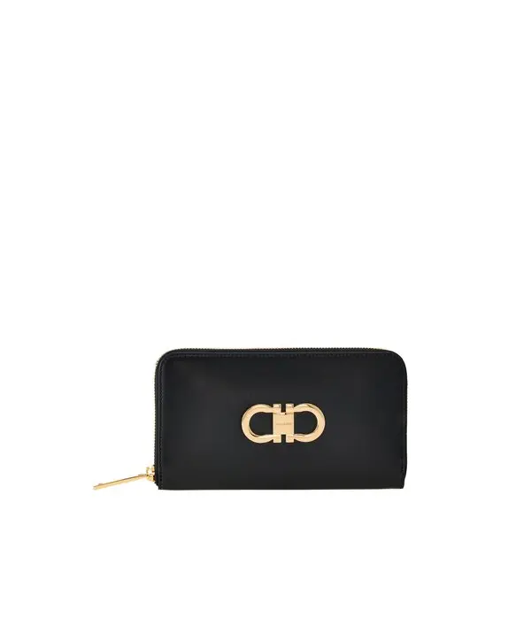 FERRAGAMO Gancini Zipped Wallet - Black