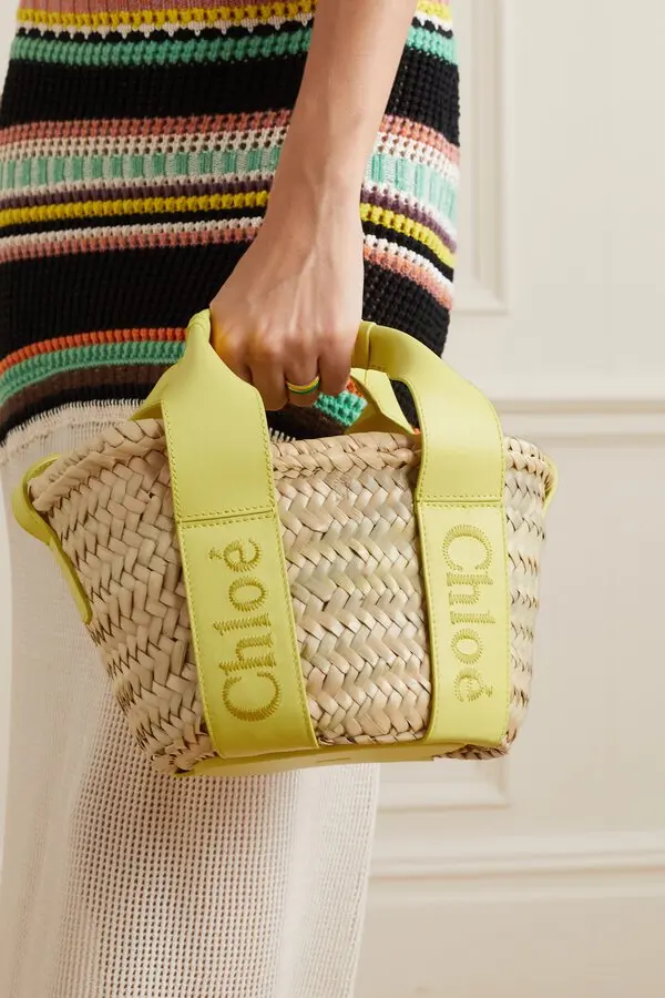 Chloé Lafite Logo Raffia Handbag