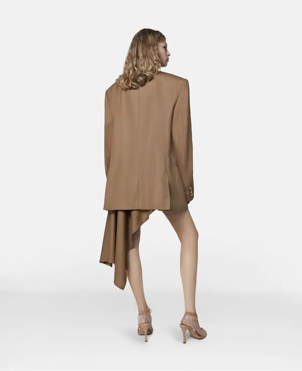 Stella McCartney Oversized Double-breasted Blazer With Logo Lapel - Brown