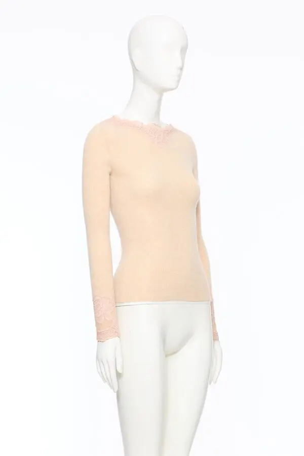 Valentino Garavani Lace Detailed Long-sleeved Jumper