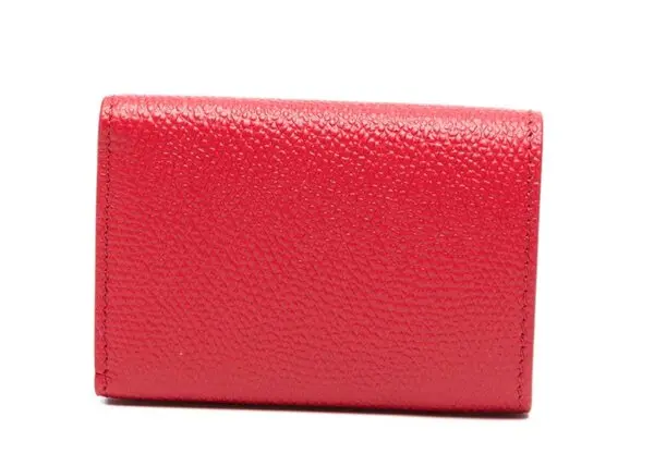 Valentino Garavani V- Logo Pebble-grain Logo Wallet - Red