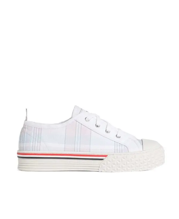 Thom Browne Madras-print Low-top Sneakers - Light Pink