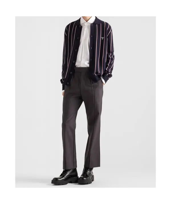 Prada Striped Wool Cardigan - Blue