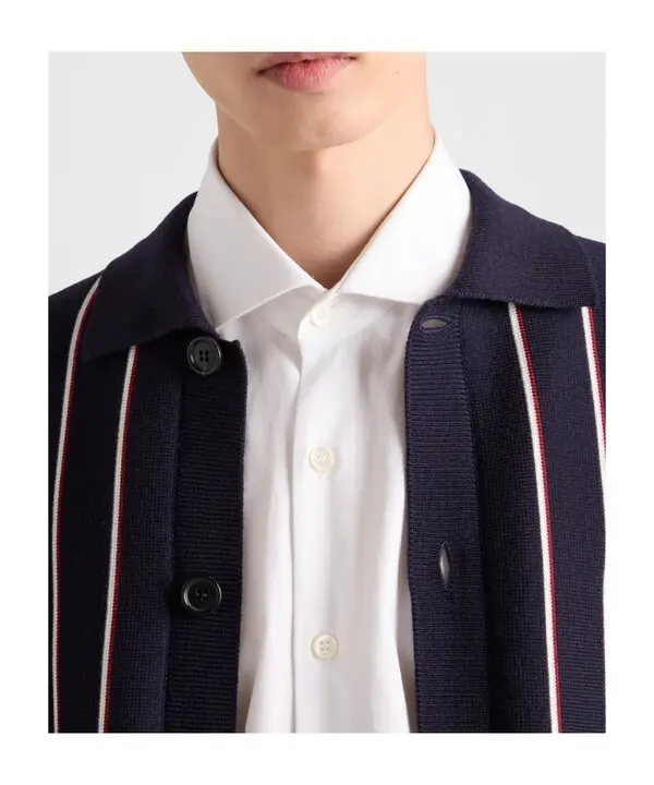 Prada Striped Wool Cardigan - Blue