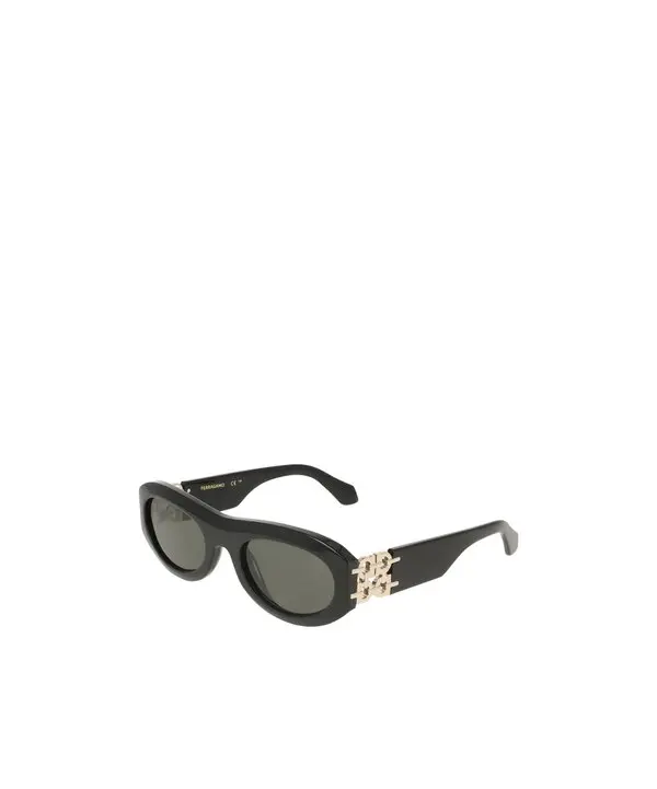 FERRAGAMO Oval Sunglasses With Gancini Detail