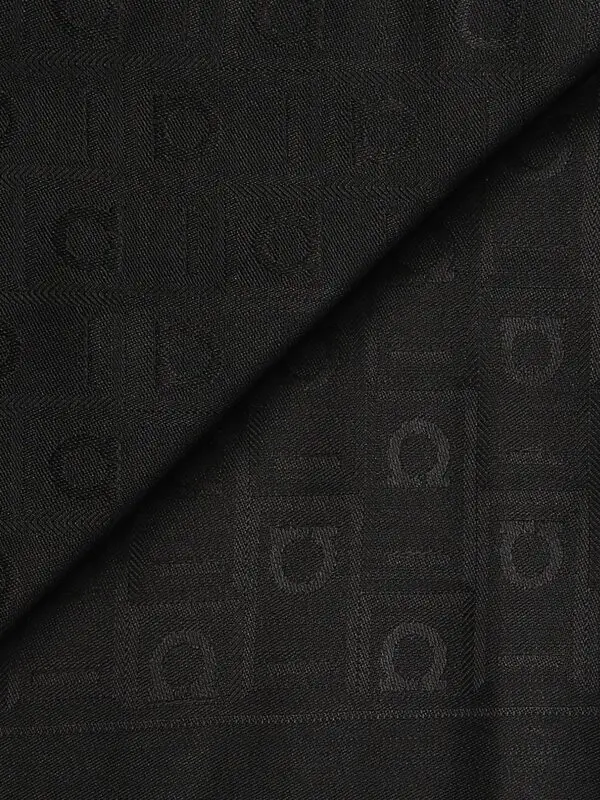 FERRAGAMO Gancini Jacquard Frayed-edge Scarf - Black