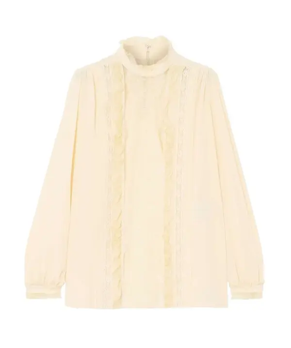Valentino Garavani Lace Ruffled Shirt - Yellow