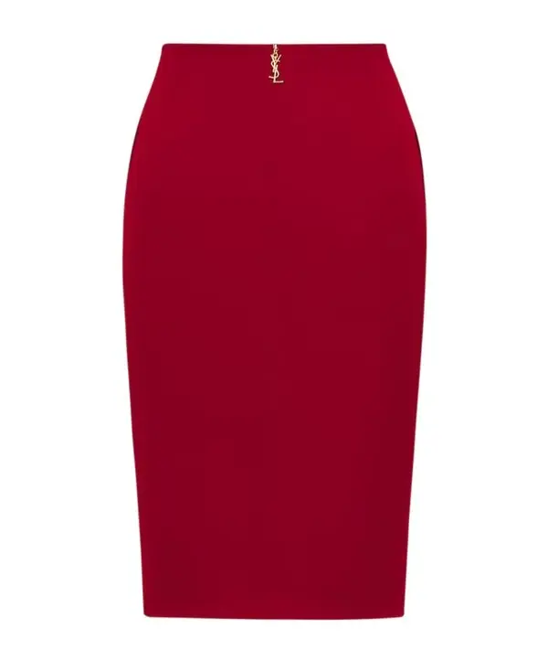 Saint Laurent Mid-rise Pencil Skirt - Rouge