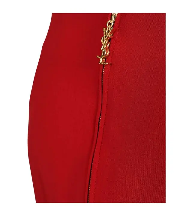 Saint Laurent Mid-rise Pencil Skirt - Rouge