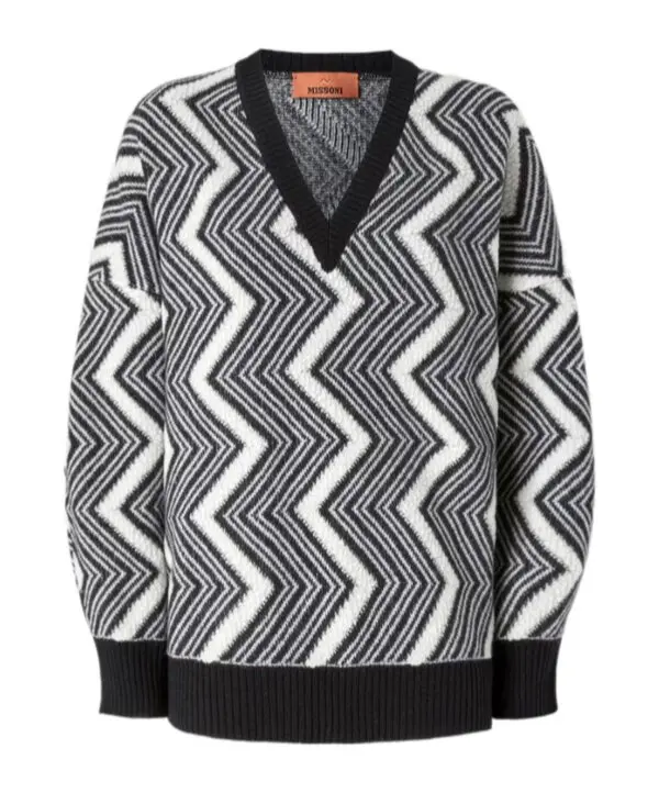 Missoni Zigzag Wool V-neck Sweater - Black