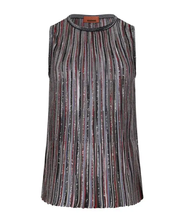 Missoni Sequin-embellished Striped Sleeveless Top - Grey/multicolour