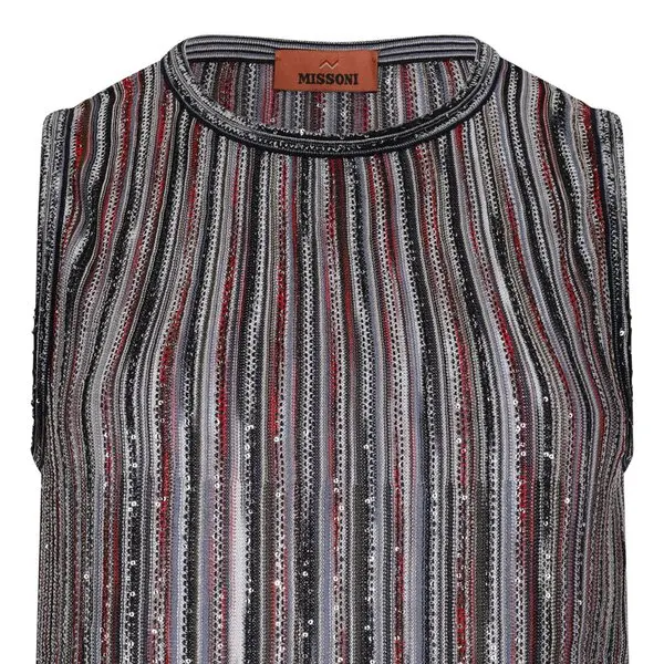 Missoni Sequin-embellished Striped Sleeveless Top - Grey/multicolour
