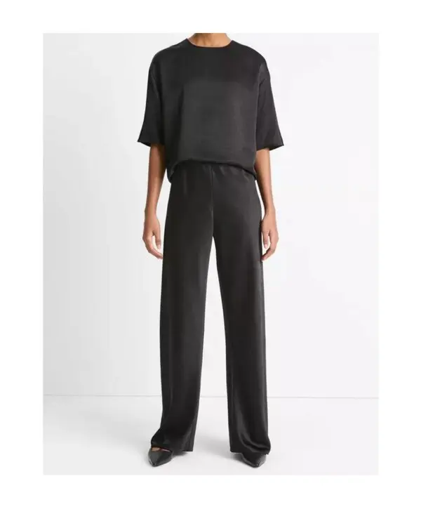 Vince Satin Short Sleeve Top