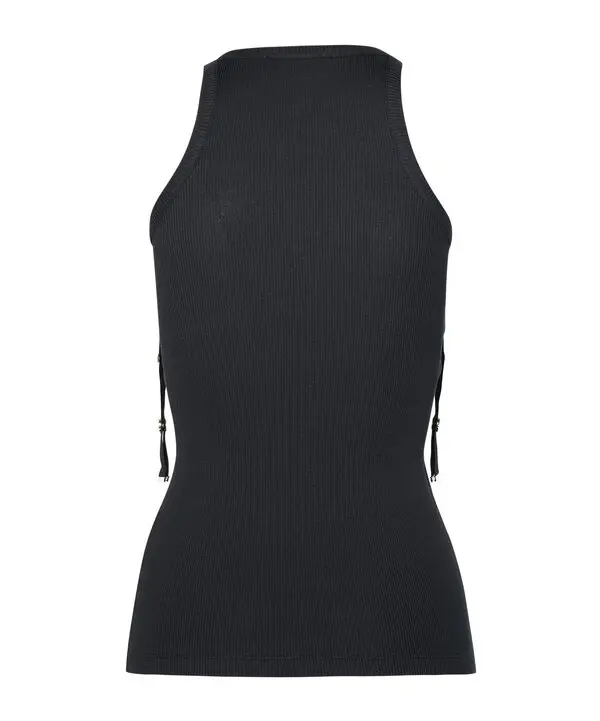 Attico Ribbed Tank Top With Logo Hardware - No