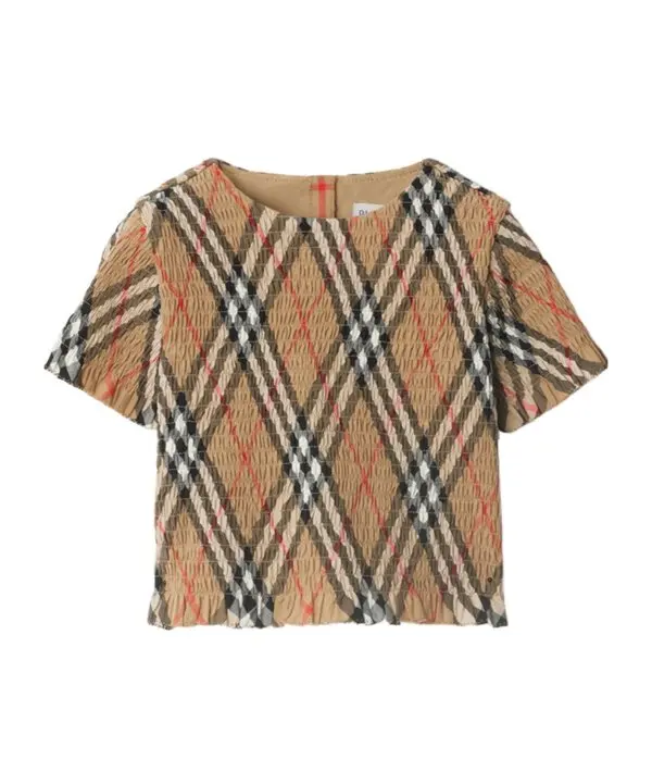 Burberry Short Sleeve Shirred Blouse - Sand