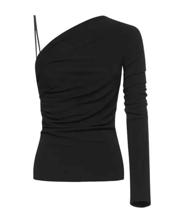 Dsquared2 One-shoulder Long-sleeve Top With Logo Detail