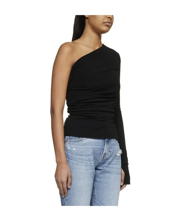 Dsquared2 One-shoulder Long-sleeve Top With Logo Detail