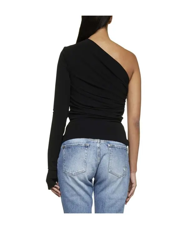 Dsquared2 One-shoulder Long-sleeve Top With Logo Detail