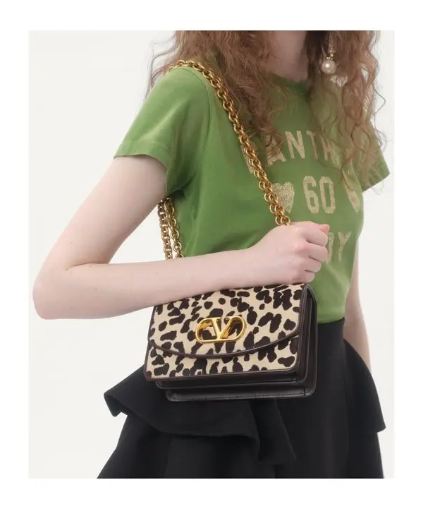 Valentino Garavani Vlogo Animal Printed Shoulder Bag - Nude