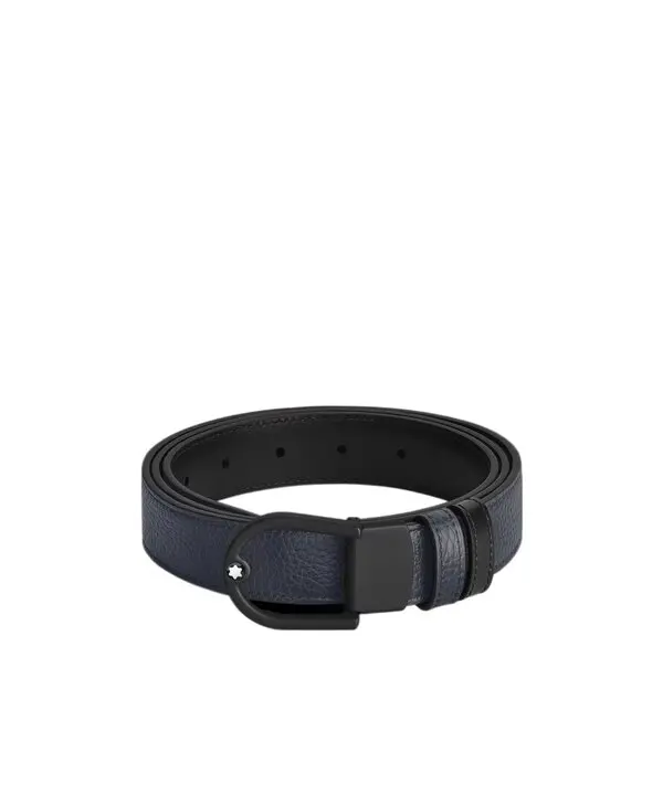 Montblanc Horseshoe Light Buckle Reversible Leather Belt - Black