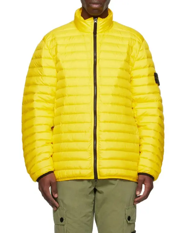 Stone Island Logo Patch Zip-up Padded Jacket - Yellow