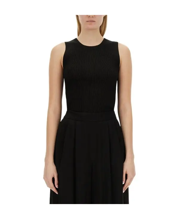 Fabiana Filippi Crewneck Ribbed Knit Tank - Black