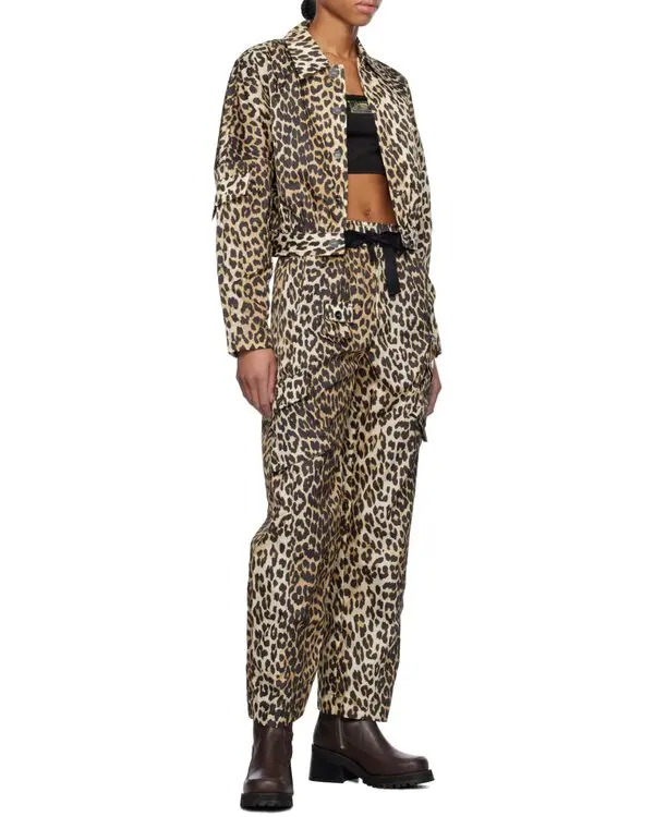 GANNI Leopard Print Cargo Trousers - Leopard Color