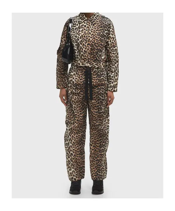 GANNI Leopard Print Cargo Trousers - Leopard Color