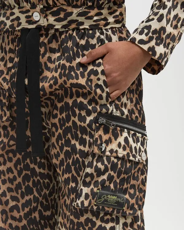 GANNI Leopard Print Cargo Trousers - Leopard Color