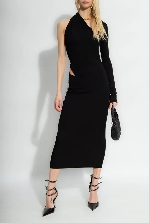 Versace One-shoulder Cut-out Midi Dress
