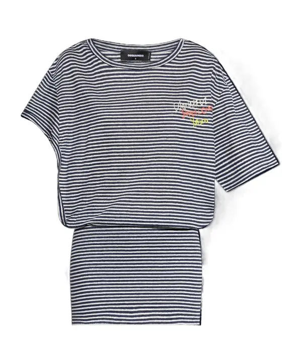 Dsquared2 Striped Crewneck Dress - Navy