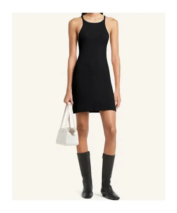 COURREGES Ribbed-knit A-line Dress - Black