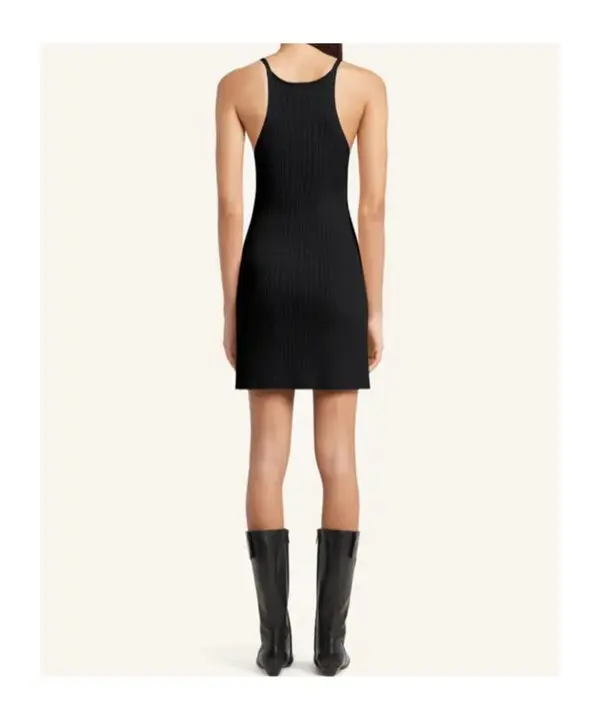 COURREGES Ribbed-knit A-line Dress - Black