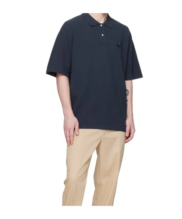 Maison Kitsuné Bold Fox Head Patch Oversized Polo Shirt - Black