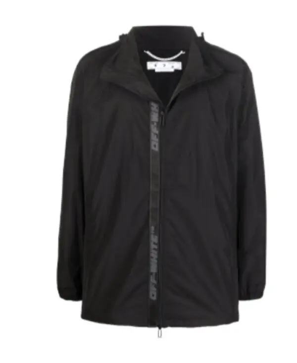 Off-White Lightweight Jacket With Industrial Strap Detail - Black