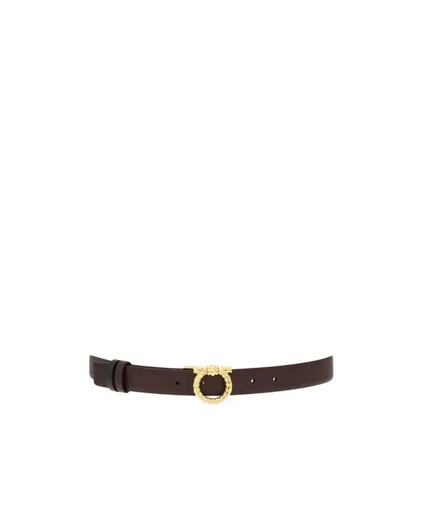 FERRAGAMO Gancini Buckle Leather Belt - Fuchsia/black
