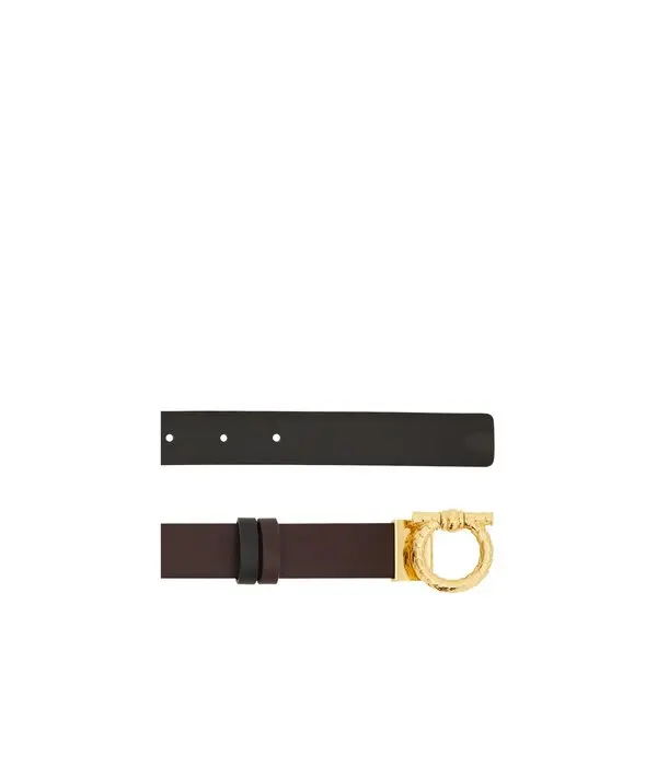 FERRAGAMO Gancini Buckle Leather Belt - Fuchsia/black