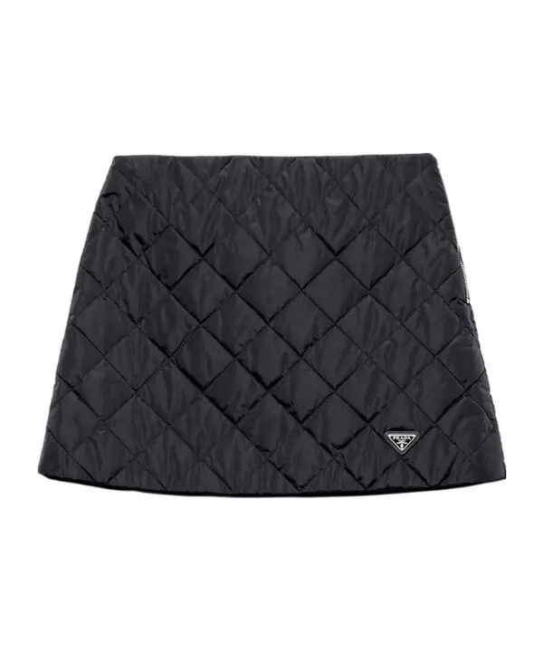 Prada Quilted Mini Skirt With Logo Detail