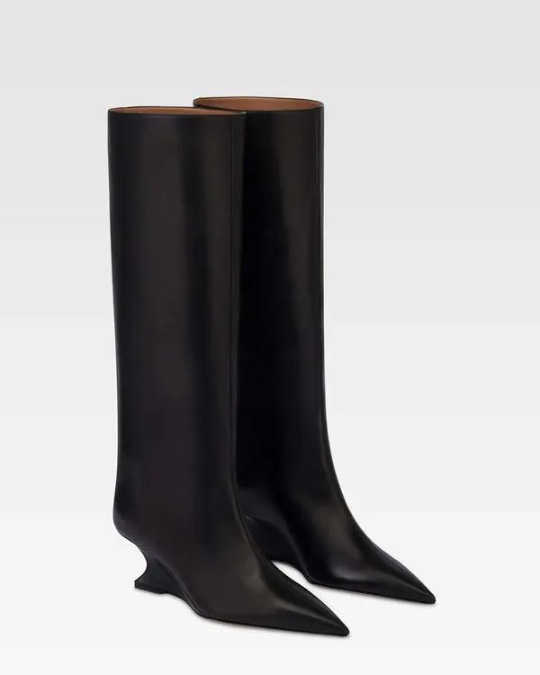 Paris Texas Nina Wedge Heeled Boots - Black