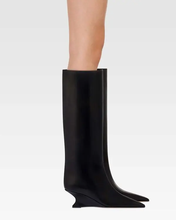 Paris Texas Nina Wedge Heeled Boots - Black