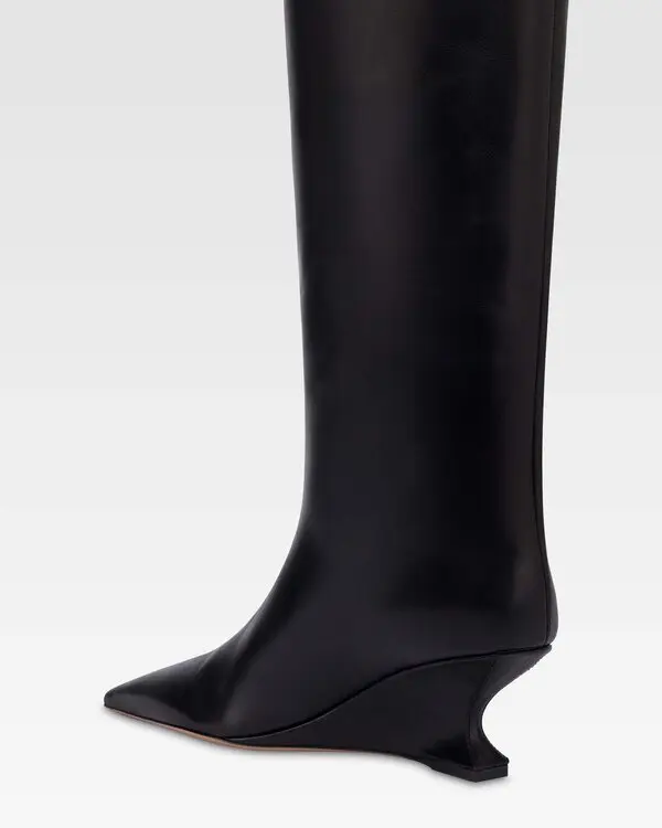 Paris Texas Nina Wedge Heeled Boots - Black