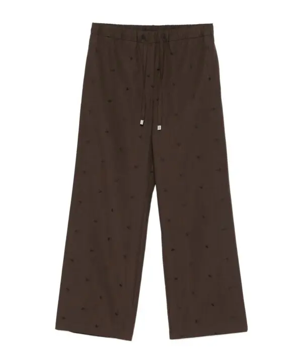 Attico Embroidered Wide Leg Trousers - Brown
