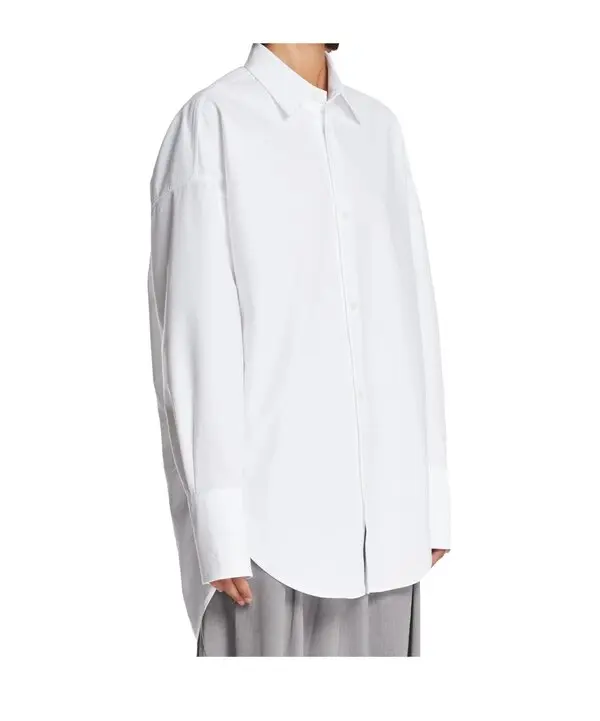 DARKPARK Long-sleeved Curved Hem Buttoned Shirt - Gray